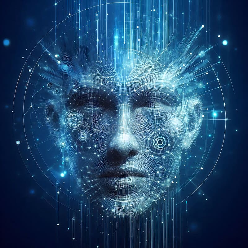 Abstract Facial Recognition Blue Background Stock Illustration ...