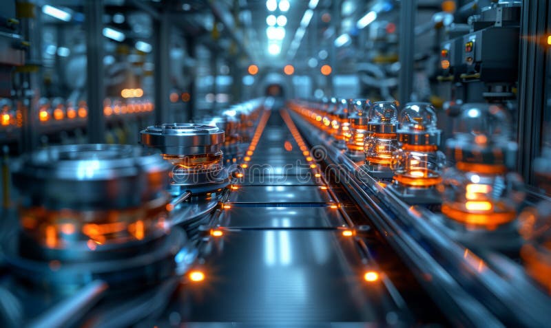 Abstract Factory Interior with Industrial Production Line Stock Photo ...