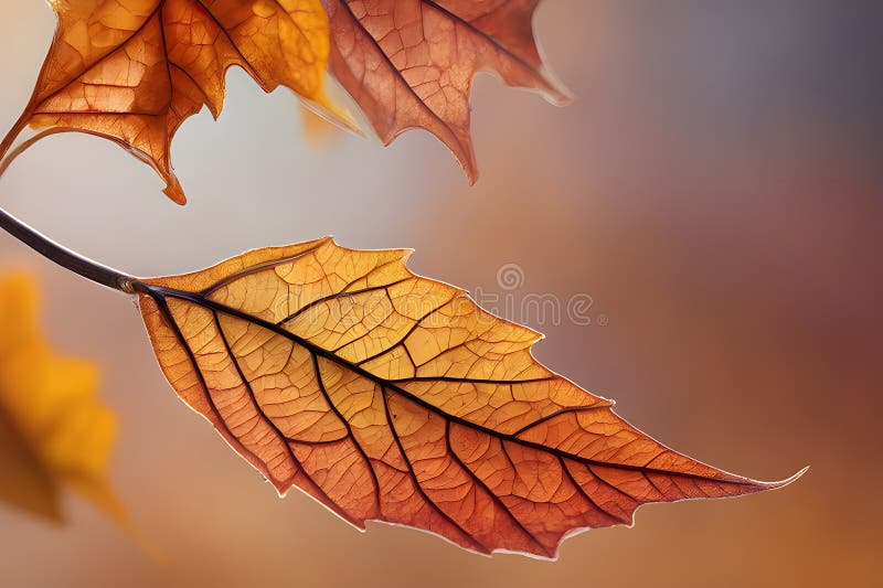 Abstract Fall Leaf, Macro Autumn Leaf Background Stock Illustration ...