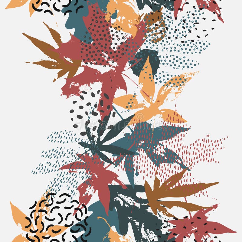 Abstract Fall Seamless Pattern in Retro Colors Stock Illustration ...