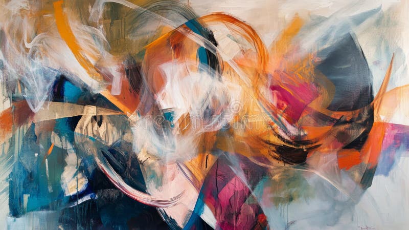 Abstract Family Portrait Interwoven Forms and Bold Colors in a Modern ...