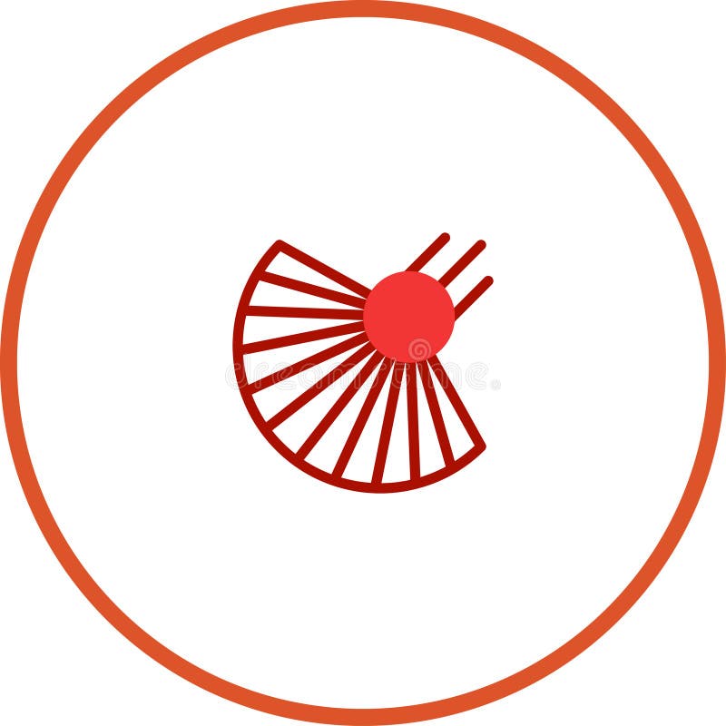 Abstract Fan Illustration in Red Circle, Minimalist Circular Design ...