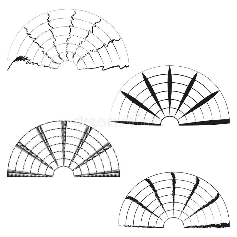 Abstract Fan Patterns. Distorted Radar Display. Geometric Radial Shapes ...