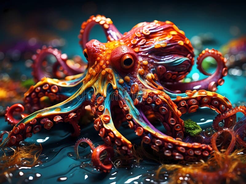 Abstract Fantastic Colorful Octopus for Elegant Artwork Stock ...