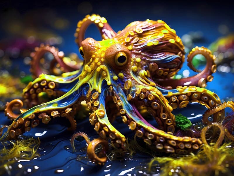 Abstract Fantastic Colorful Octopus for Elegant Artwork Stock Image ...