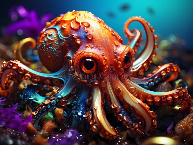 Abstract Fantastic Colorful Octopus for Elegant Artwork Stock Image ...