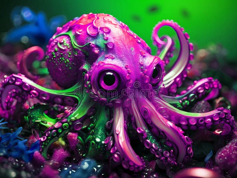 Abstract Fantastic Colorful Octopus for Elegant Artwork Stock ...