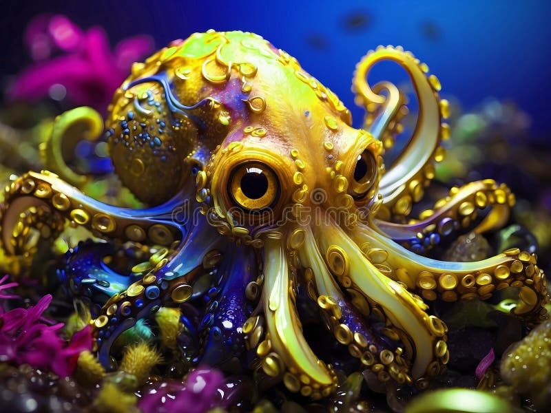 Abstract Fantastic Colorful Octopus for Elegant Artwork Stock Image ...