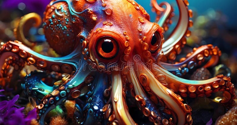 Abstract Fantastic Colorful Octopus for Elegant Artwork Stock ...