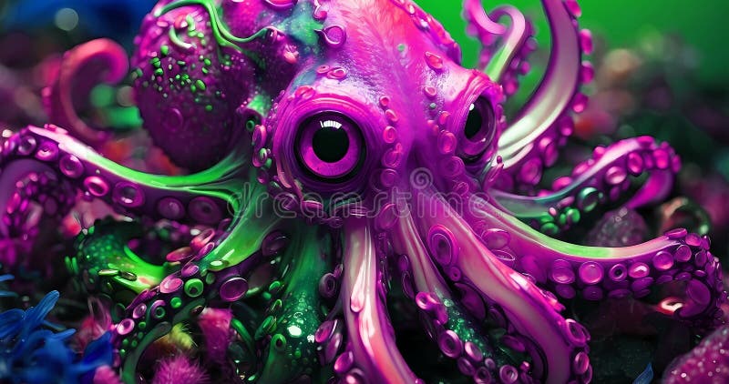 Abstract Fantastic Colorful Octopus for Elegant Artwork Stock Photo ...
