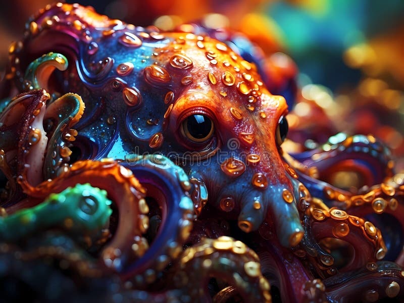 Abstract Fantastic Colorful Octopus for Elegant Artwork Stock ...