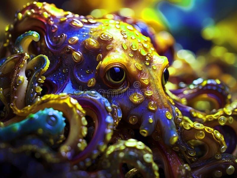 Abstract Fantastic Colorful Octopus for Elegant Artwork Stock ...
