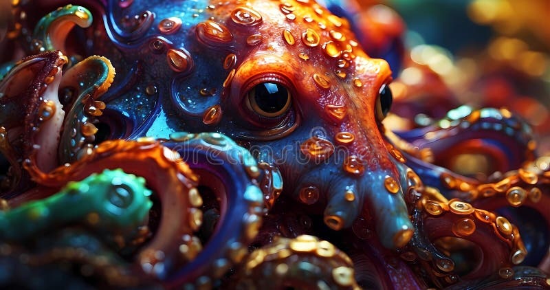 Abstract Fantastic Colorful Octopus for Elegant Artwork Stock ...