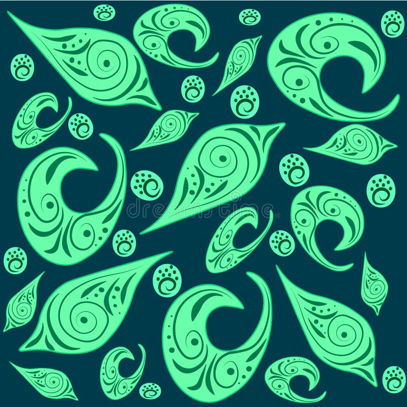 Abstract Fantasy Light Green Floral Elements Pattern. Stock Vector ...