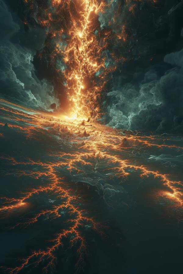 An Abstract Fantasy Lightning Bolt . 3d Illustration Stock Illustration ...