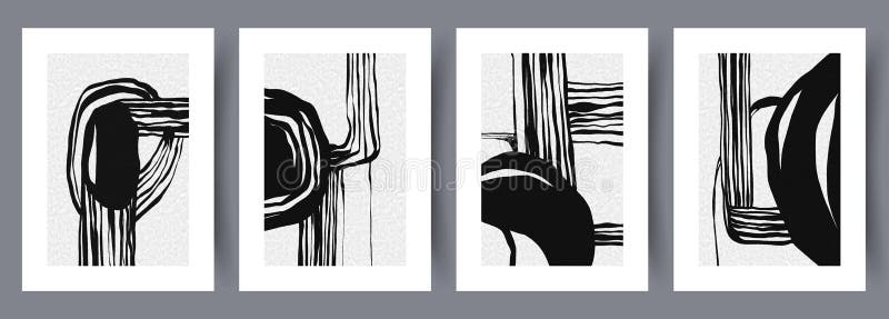 Abstract Fantasy Monochrome Clutter Wall Art Print Stock Vector ...