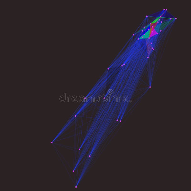 Abstract Fantasy Node Dark Polygonal Space with Dots and Lines ...