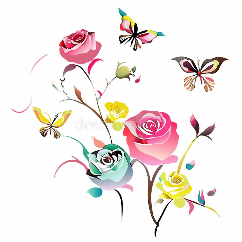 Abstract Fantasy Roses Bloom Flower Patterns Background Stock Vector ...