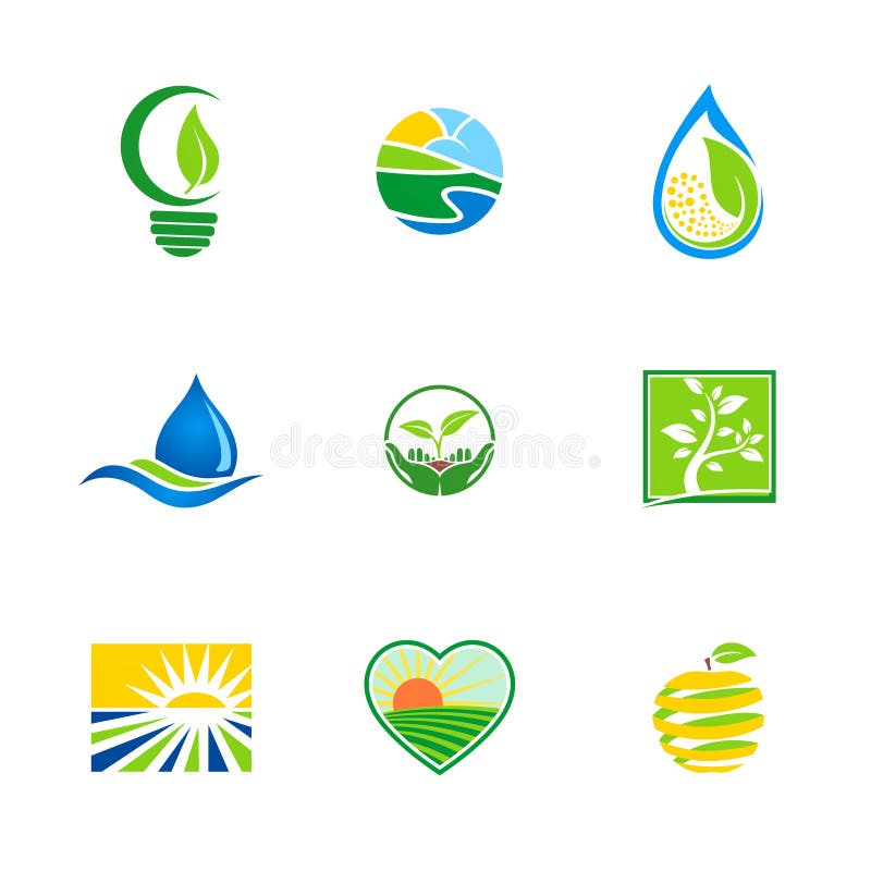 Abstract Farm Environment Bio Ecology Logos Stock Illustration ...