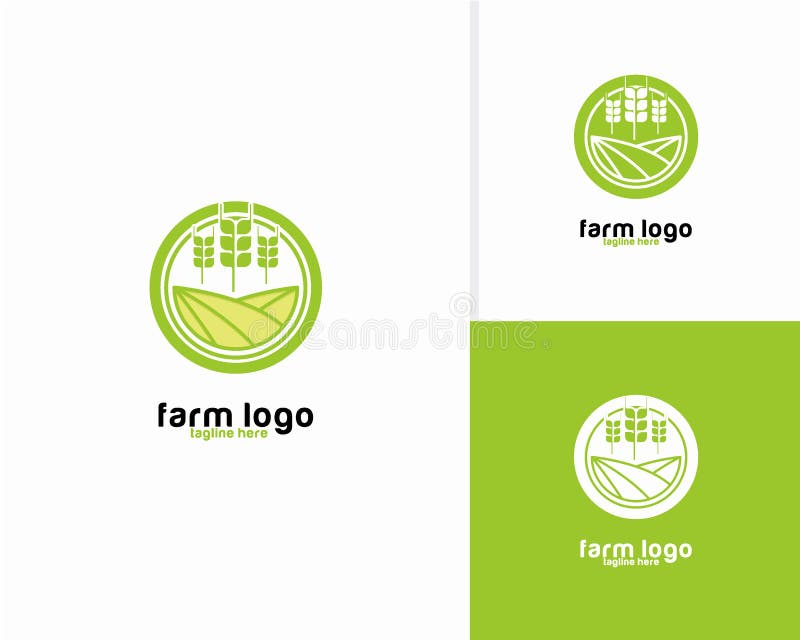 Abstract Farm Land or Food Crop Inside a Circle with Leaf Vector Icon ...
