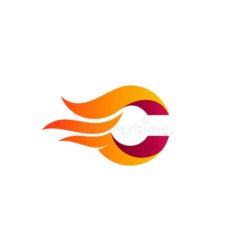 Abstract Fast Fire Logo with Letter C Icon Template Stock Vector ...