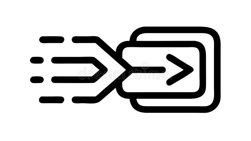 Abstract Fast Forward Icon with Dashed Lines, Speed Progress, Vector ...