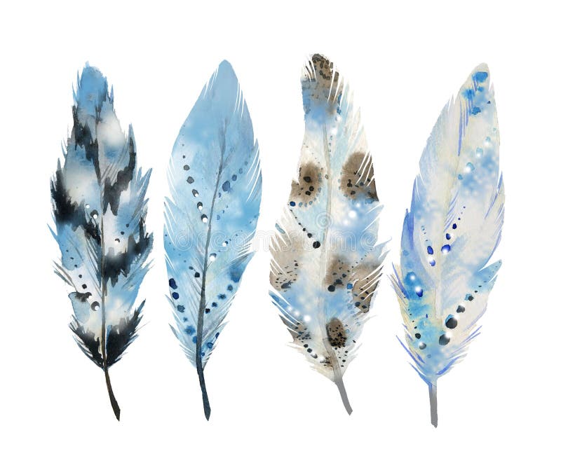 Abstract Feather Set. Design for a Invitation, Greeting, Card, Postcard ...