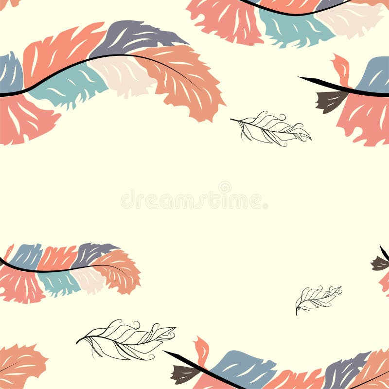 Abstract Feather Wave Decorative Pattern. Seamless Wallcovering ...