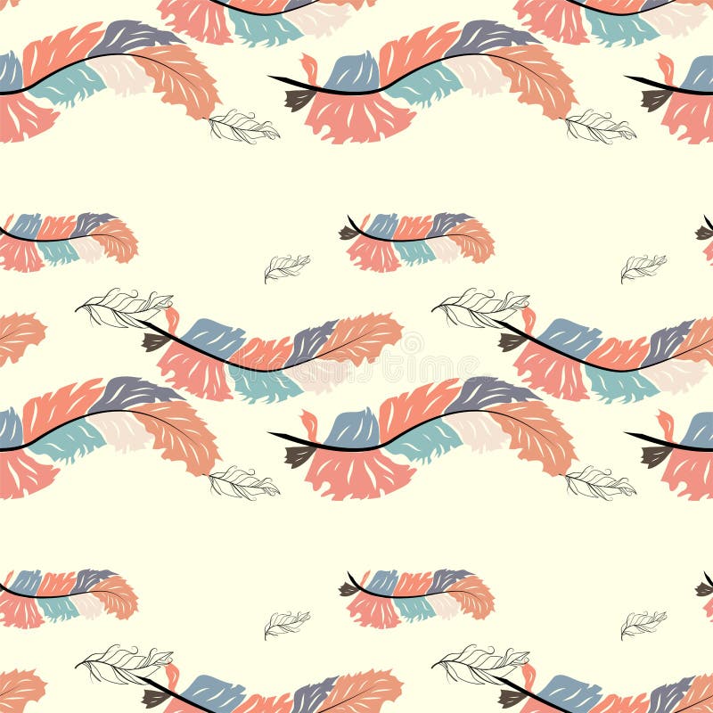 Abstract Feather Wave Decorative Pattern. Seamless Wallcovering ...