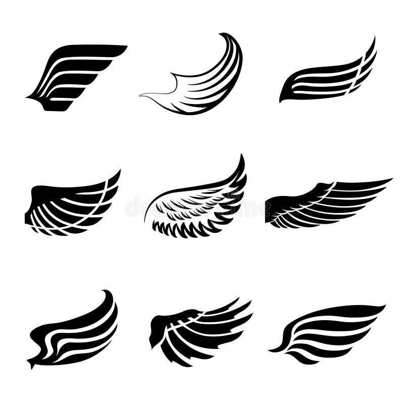 Set of Eagle or Angel Wings Stock Vector - Illustration of icon, flight ...