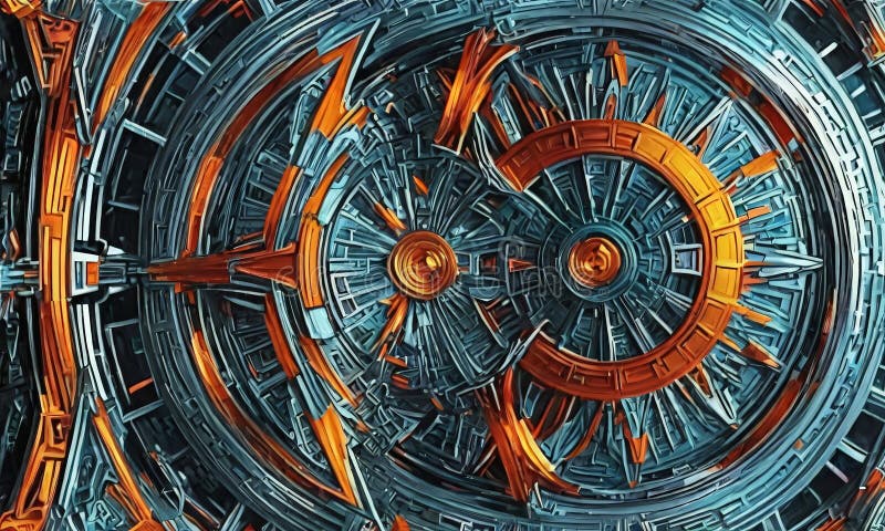 Abstract Featuring Complex Metallic Structure with Orange and Blue Hues ...