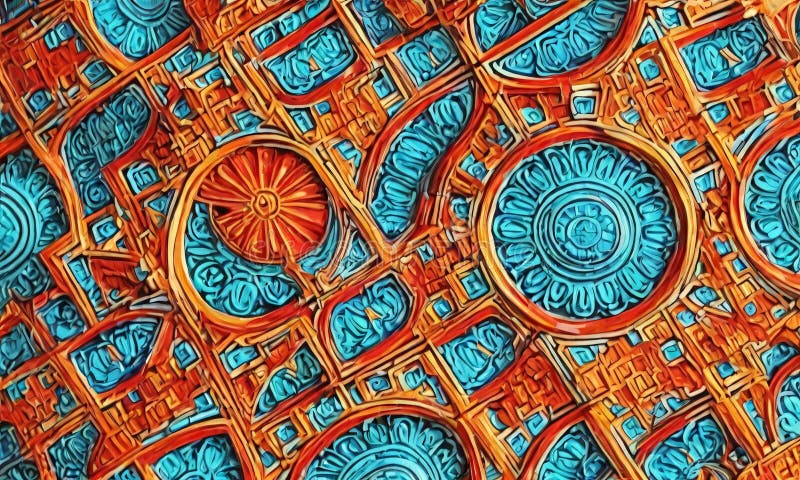 Abstract Featuring Complex Pattern Overlapping Circles And Lines In