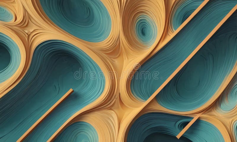 Abstract Featuring Complex Pattern Overlapping Curved Lines In Shades