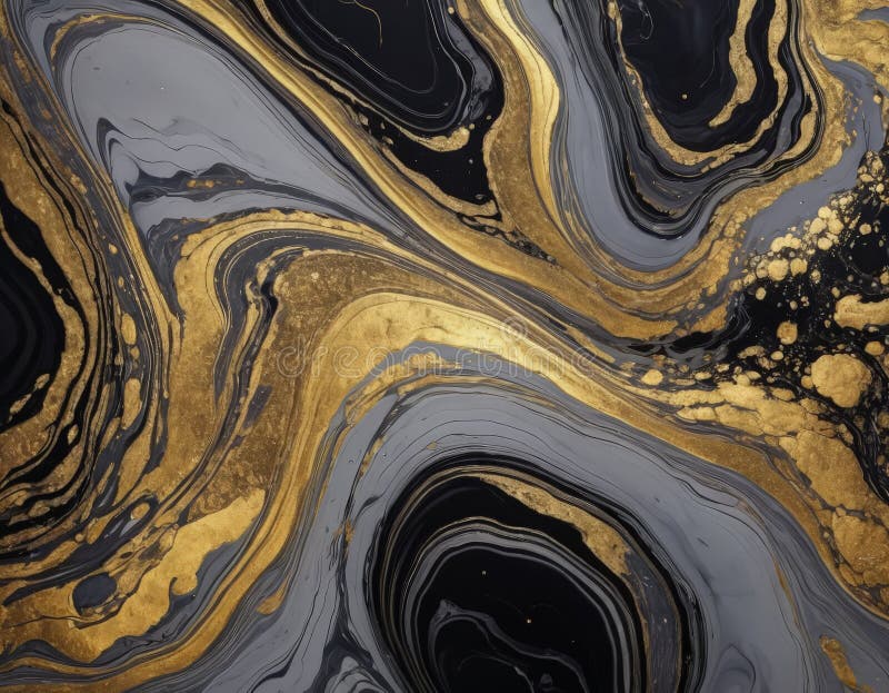 Abstract Featuring Swirling Patterns Black, White, and Gold, with Sense ...