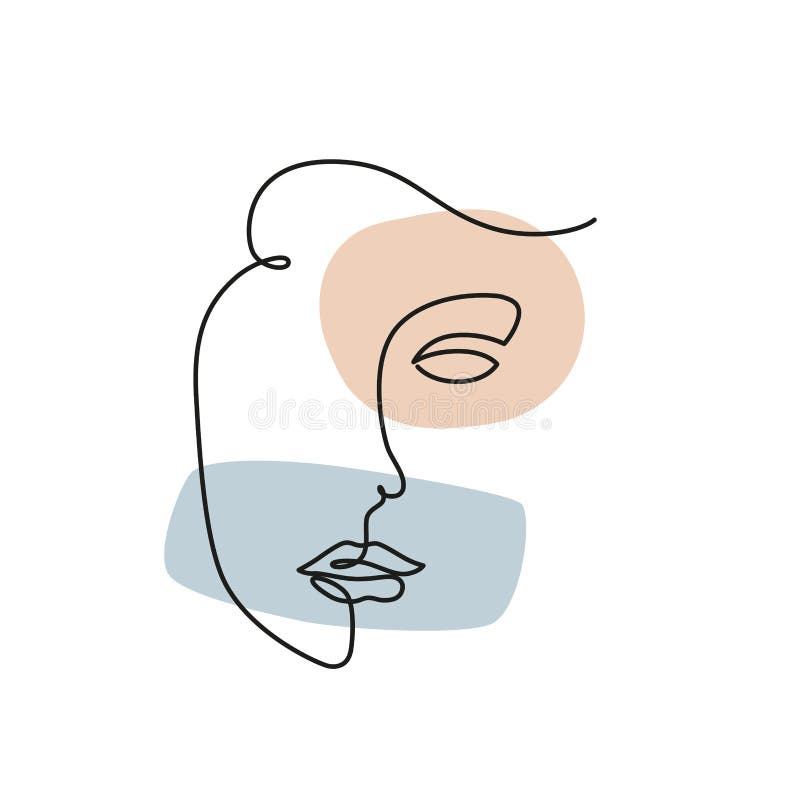 Abstract Female Face, Continuous Line Drawing. Portret Minimalistic ...