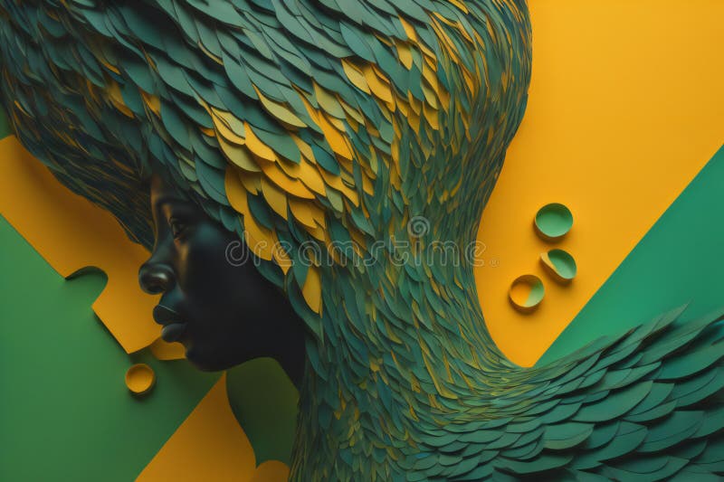 Abstract Female Face Surrounded by Geometric Shapes. Generative Ai ...