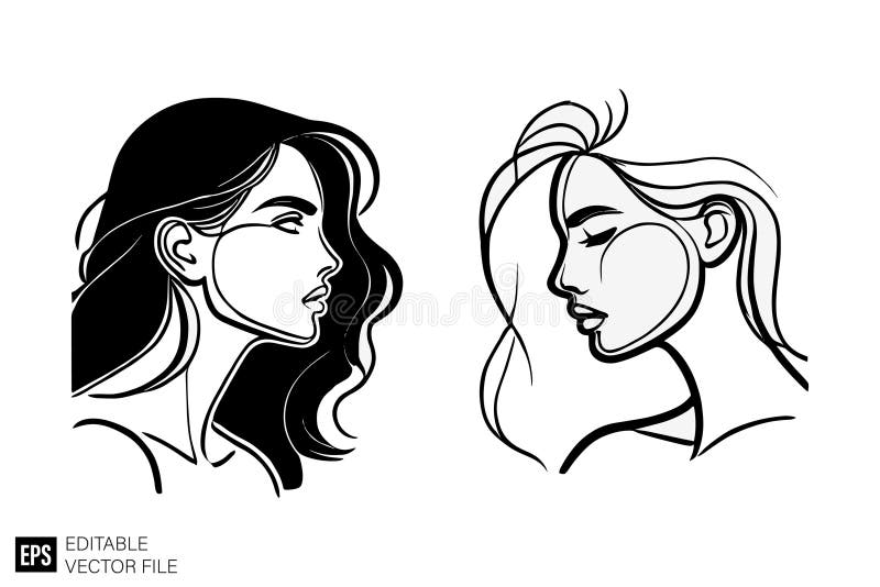 Abstract Line Art Drawing Female Profile Stock Photos - Free & Royalty ...