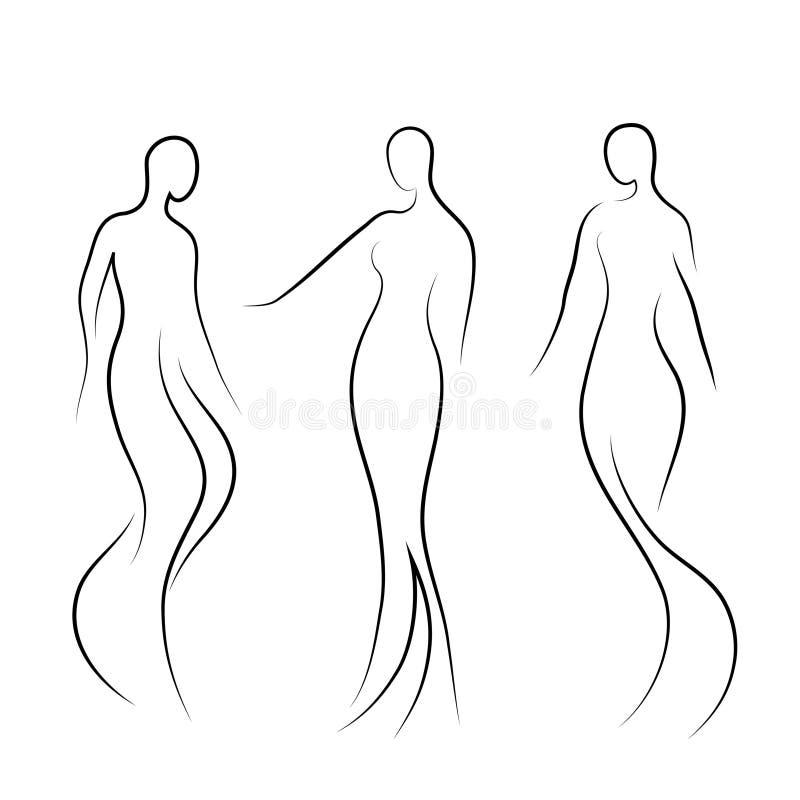 Abstract Female Silhouettes Young Beautiful Woman Minimalism Stock