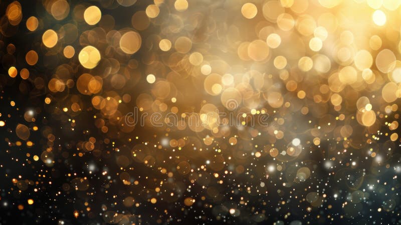 Abstract Festive Background with Golden Bokeh Lights and Sparkle on ...