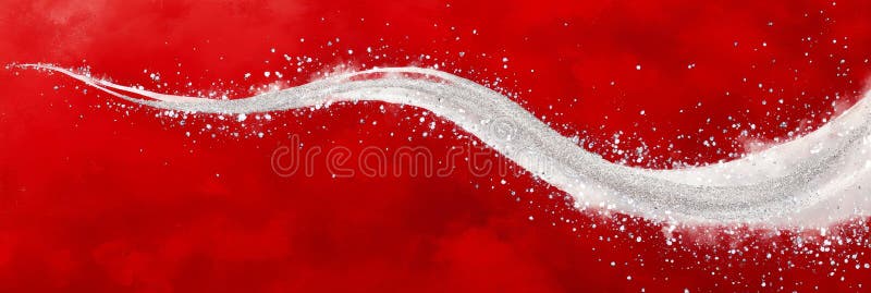Abstract Festive Red Background with Flowing Silver Glitter Splash ...