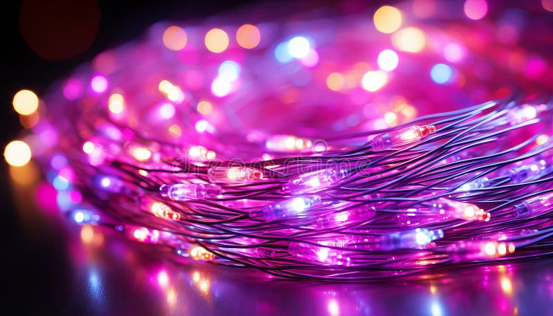 Abstract Fiber Optic Cable Wire Light Background with Bokeh for ...