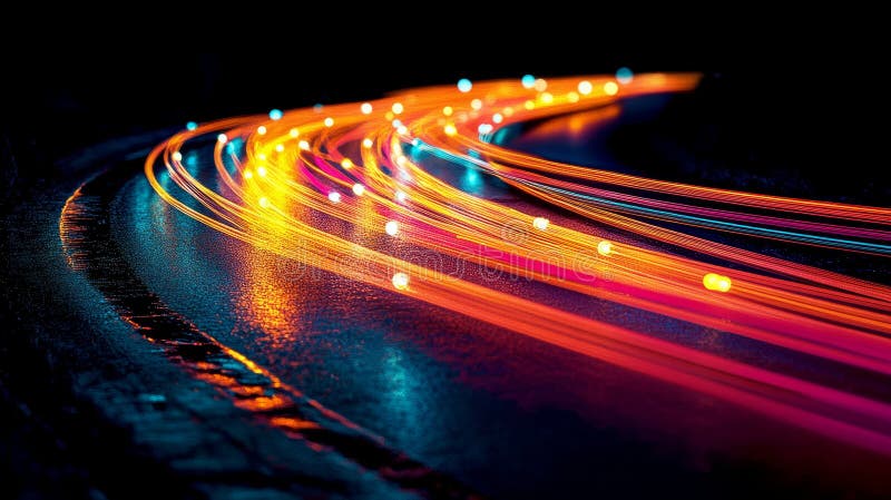 Abstract Fiber Optic Cables, Data Flow, Futuristic Technology, Internet ...