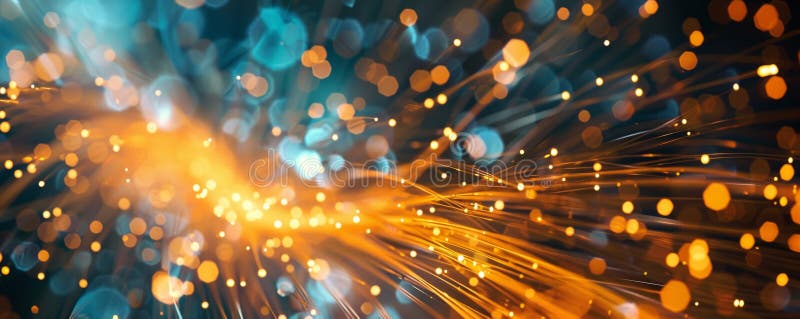 Abstract Fiber Optic Technology Glowing Background with Bokeh Stock ...