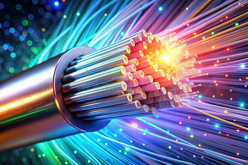 Abstract Fiber Optics Cable Technology Futuristic Background Stock ...