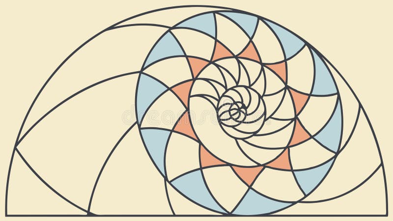Abstract Fibonacci Spiral Geometric Design, Vector Design Generative AI Stock Illustration ...