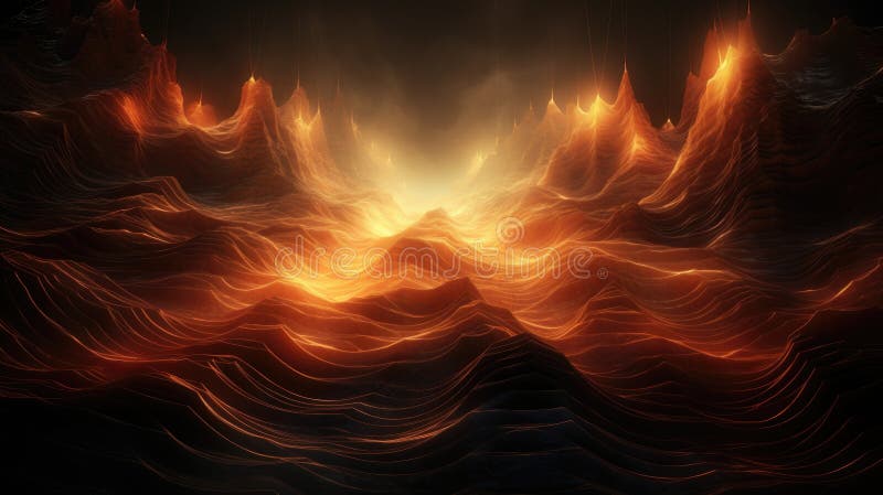 Abstract Fiery Digital Landscape Stock Illustration - Illustration of ...