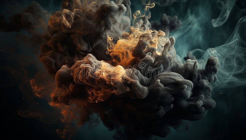 Abstract Fiery Explosion, Glowing Fractal Pattern in Dark Space ...