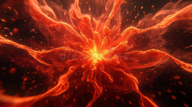 Abstract Fiery Explosion with Red and Orange Particles Stock ...