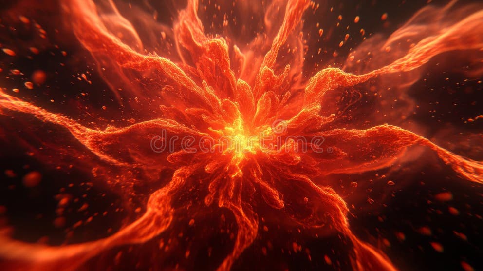 Abstract Fiery Explosion with Red and Orange Particles Stock ...