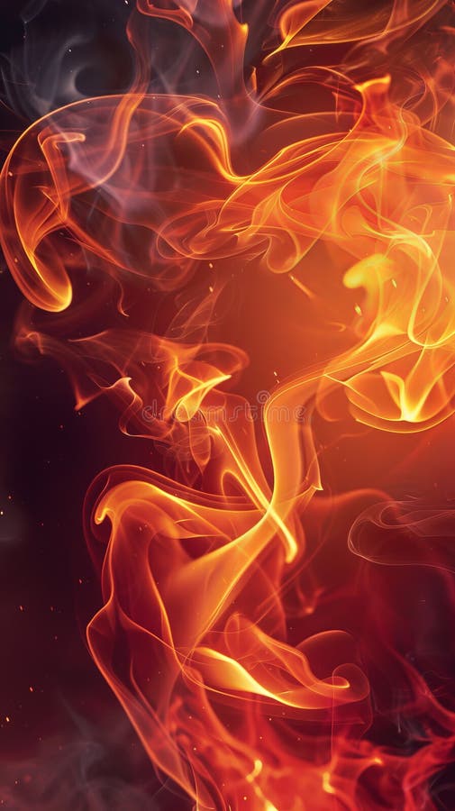 Abstract Fiery Flames and Smoke Close-up, Dynamic and Vibrant Stock ...